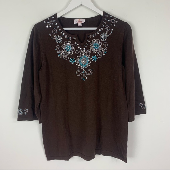 Quacker Factory | Sweaters | Quacker Factory Sweater Top Medium | Poshmark